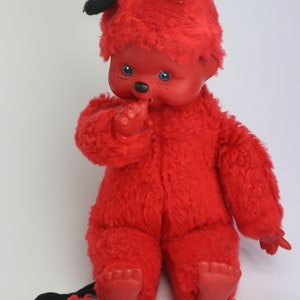 32cm Very Rare Red Monchhichi Devil, Monkey Sucking Finger, Vintage ...