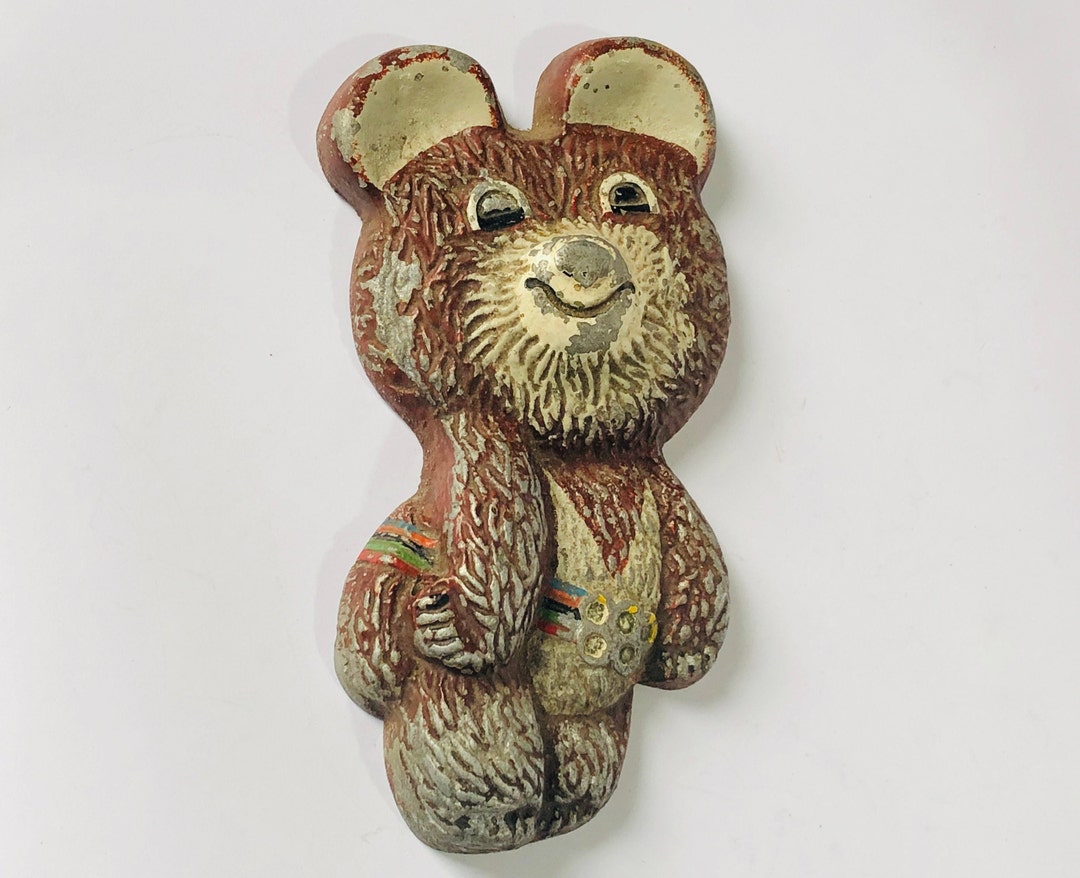 Soviet Souvenir Olympic Bear. Wall Hanging Decor Olympic Bear. Misha ...