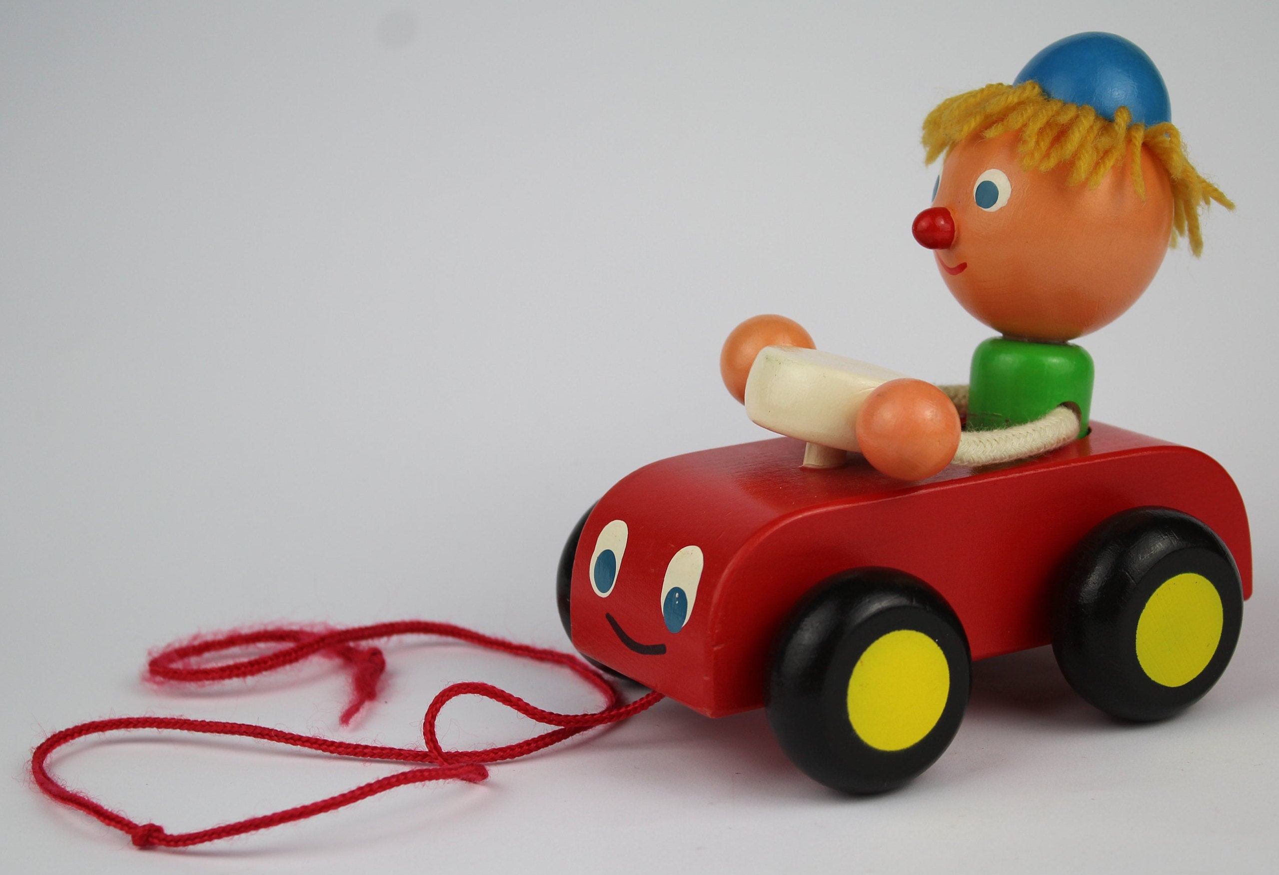 Rare Wooden Soviet Rolling Toy Little Man in the Car. Vintage - Etsy