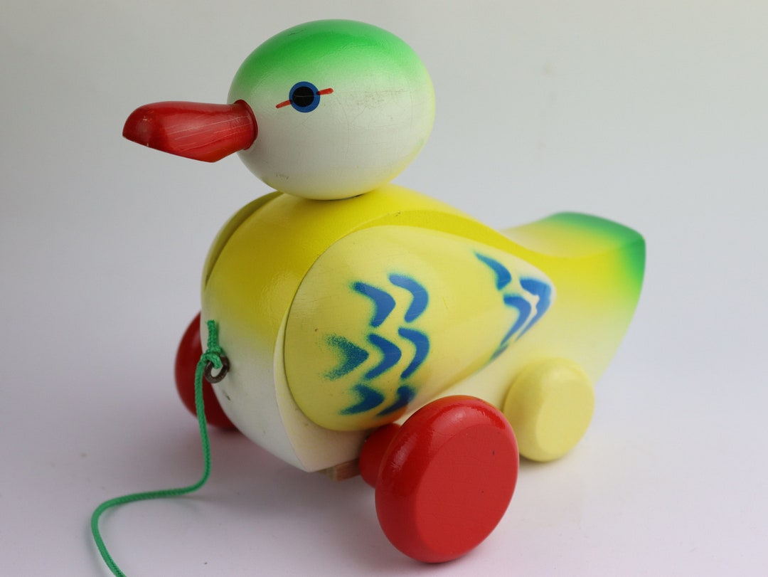Rare Wooden Soviet Rolling Toy Duck. Vintage Toy. Animal Toy. Vintage ...