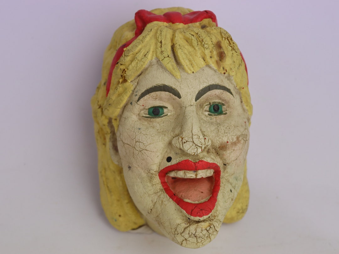 Very Rare and Old Rubber Face Finger Puppet, Vintage Flocking Finger ...