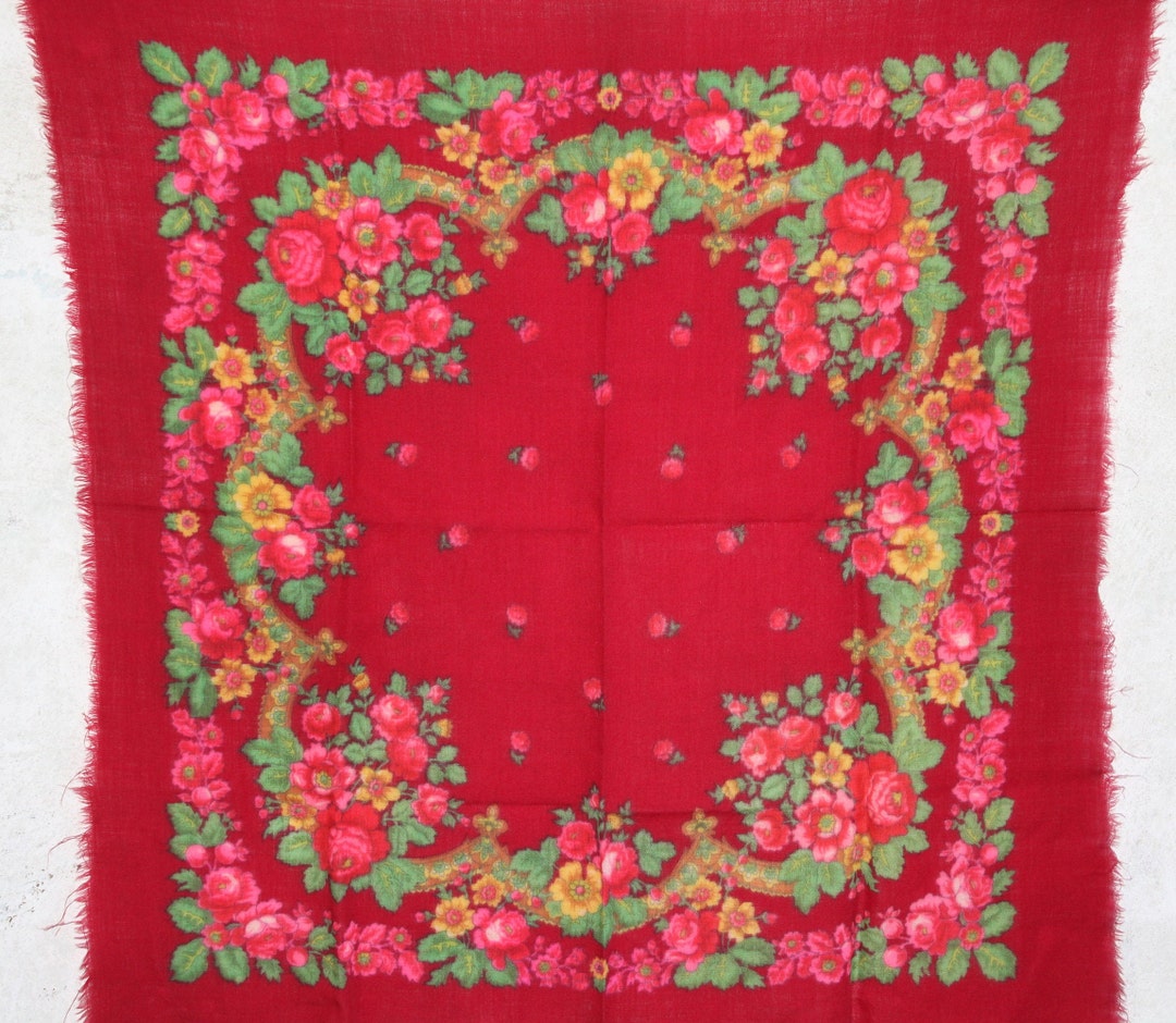 Soviet Shawl. Soviet Scarf. Wool Shawl. Ukrainian Style. Head Scarf ...