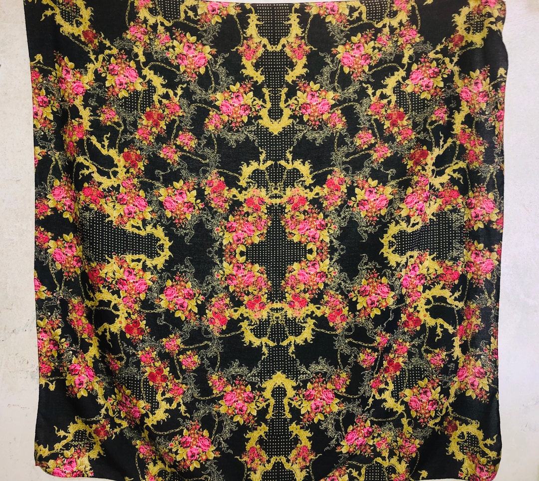 Big Soviet Scarf. Cotton Headscarf. Vintage Cotton Kerchief. Ukrainian ...