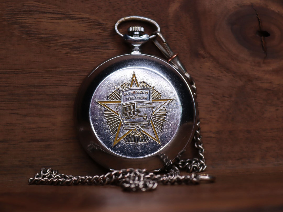 Rare Soviet Pocket Watch. Vintage Mechanical Pocket Watch MOLNIJA USSR ...