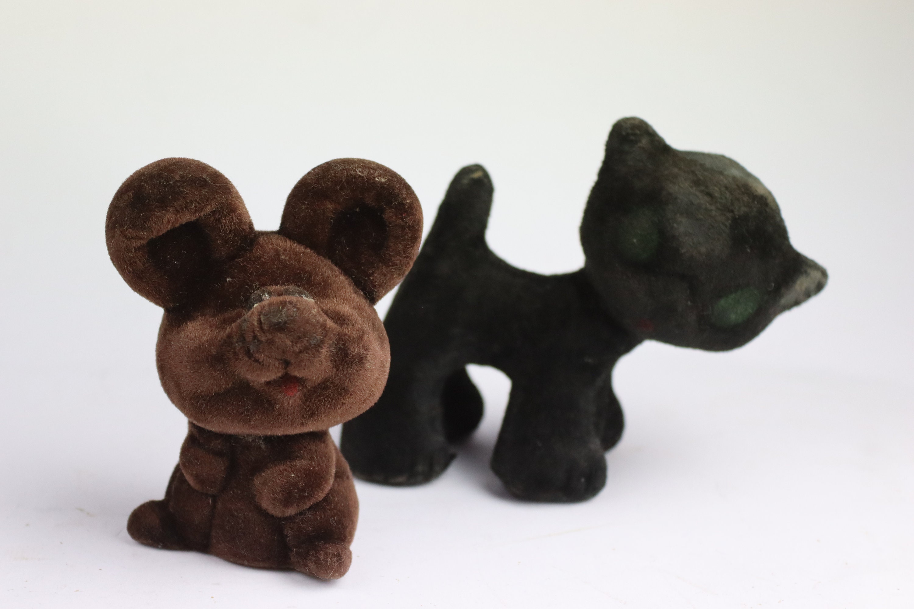 Rare Soviet Soft Polymer Toys Cat and Mouse Flocking Toy - Etsy