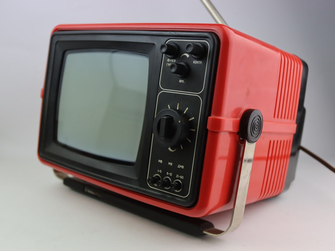 Vintage Red Portable TV Silelis 405D. Shiljalis Television USSR. Space ...