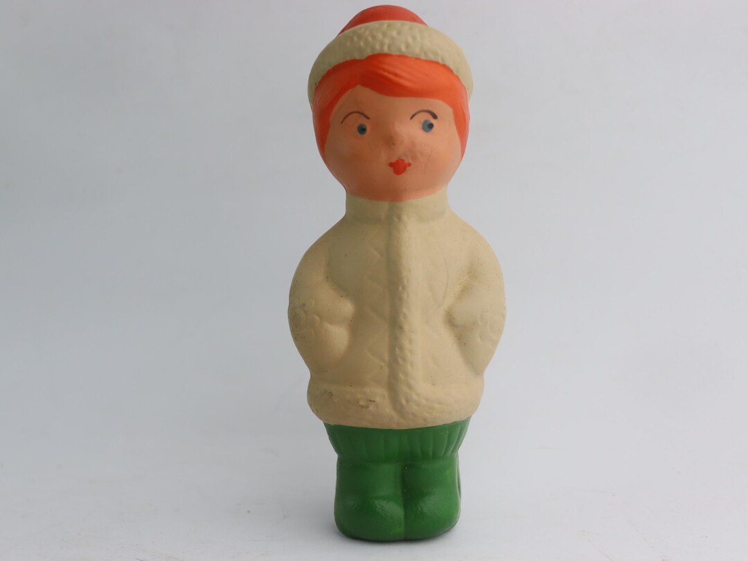 Rare Cute Soviet Rubber Funny Little Girl in Winter Clothes. USSR Toy ...