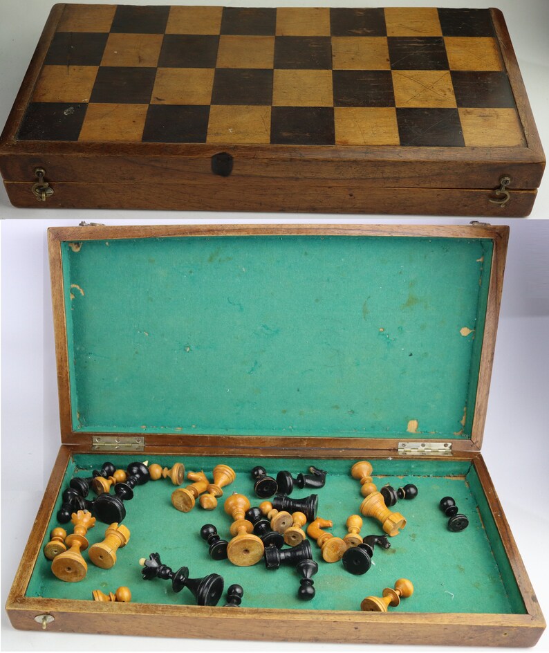 Very Rare Antique Wooden Chess Vintage Chess Set. Wooden | Etsy