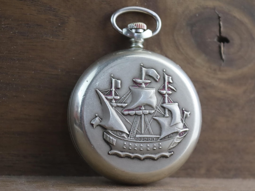 Vintage Soviet Pocket Watch. Ship. Mechanical Watch MOLNIJA USSR. Cream ...