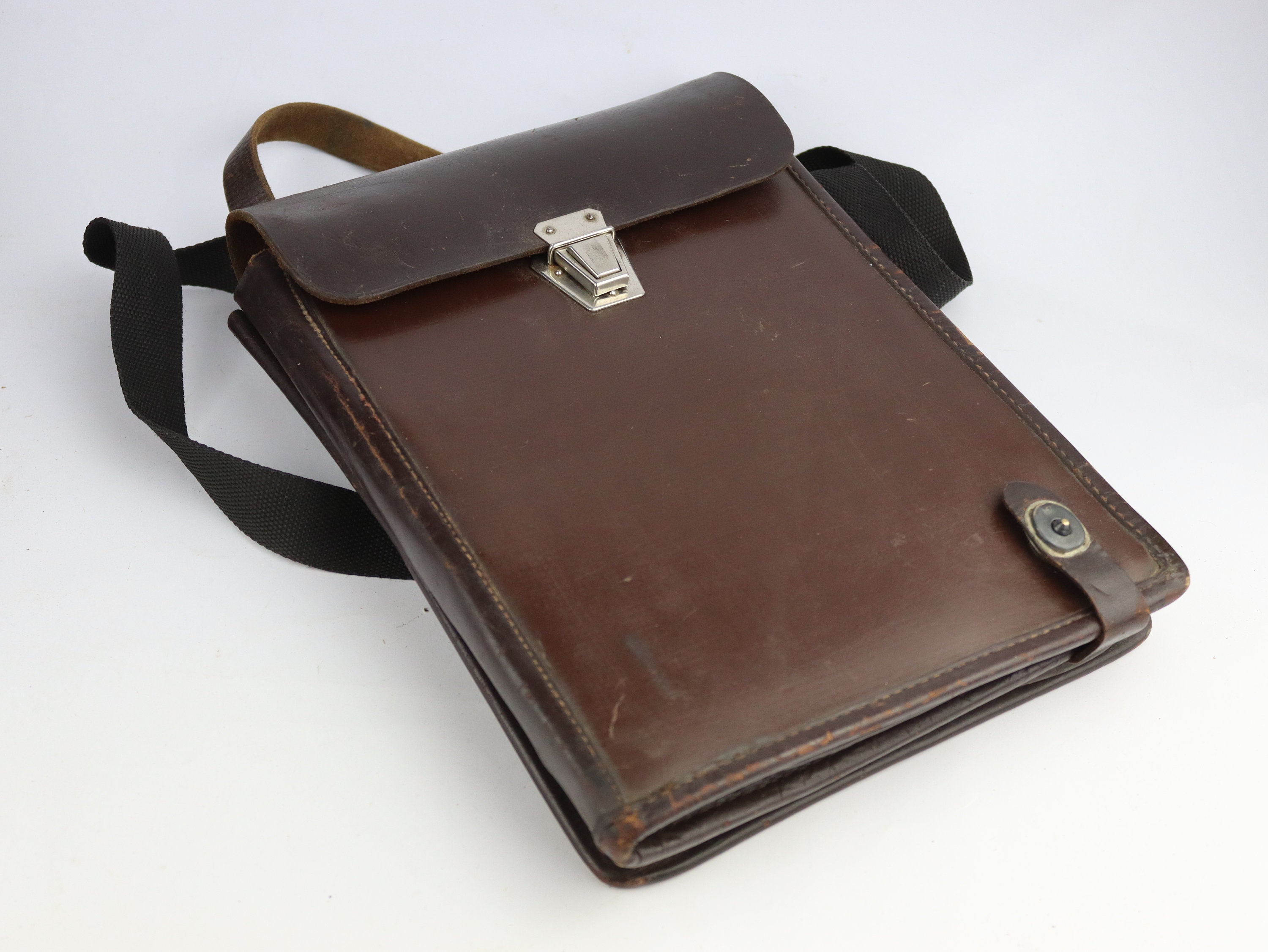 Militaria Soviet Vintage leather military messenger bag soviet military ...
