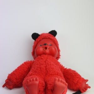 32cm Very Rare Red Monchhichi Devil, Monkey Sucking Finger, Vintage ...