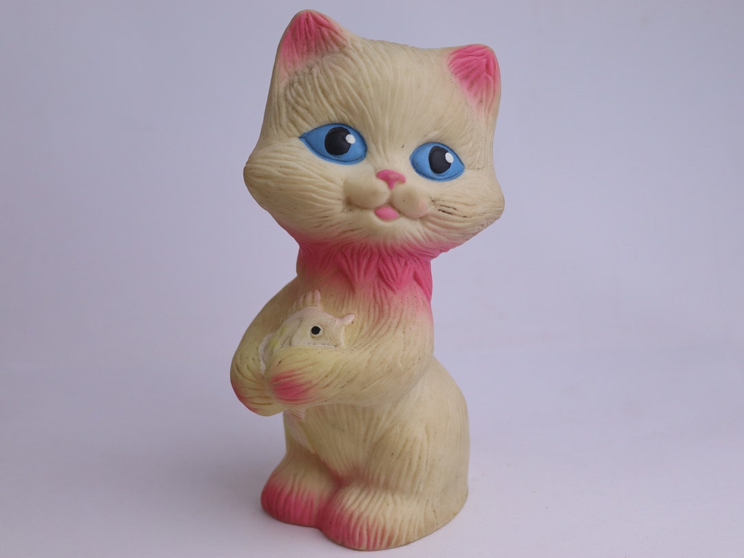 Soviet Rubber Toy Cat With Fish. Cat . Soviet Toy. Vintage Toy. Soviet ...
