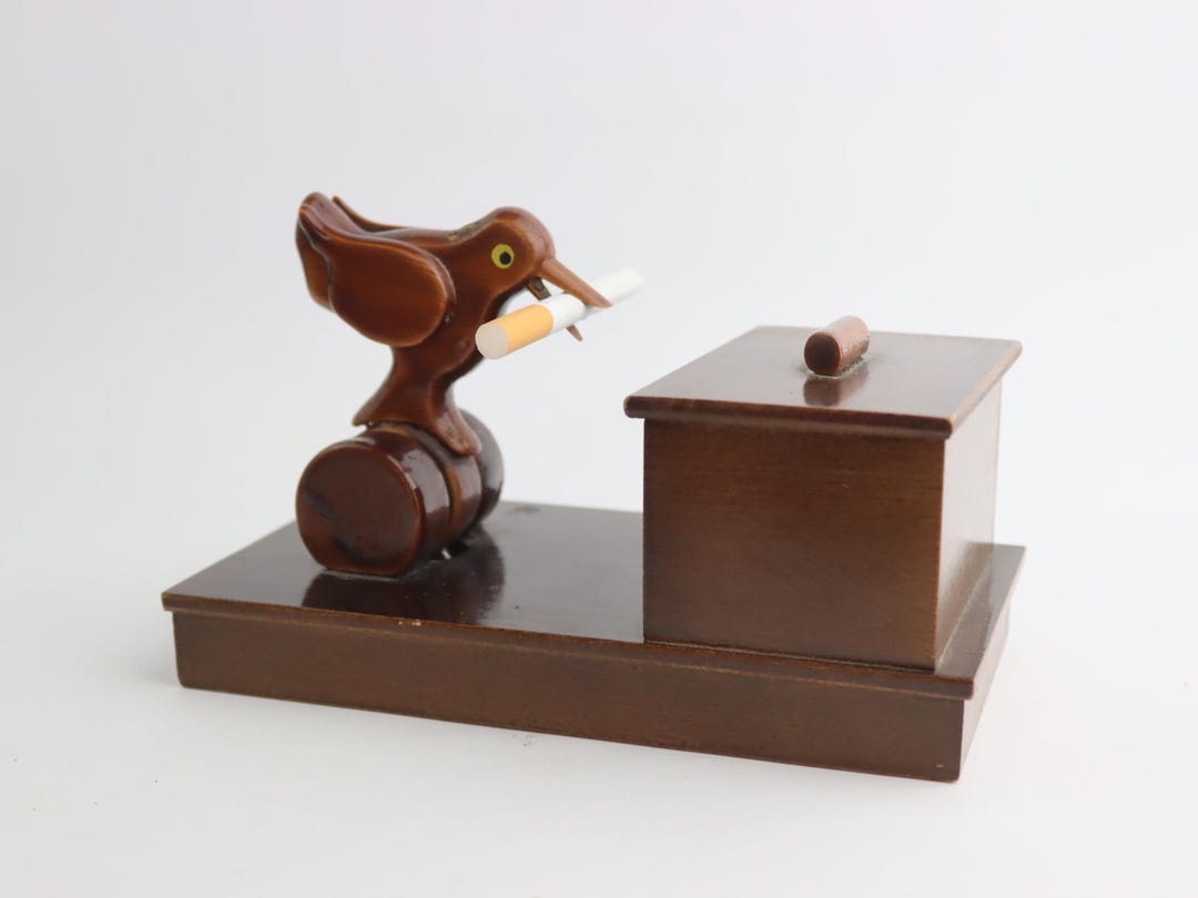 Vintage Wooden Cigarette Holder Bird, Tobacco Keeper, Old Cigarette ...