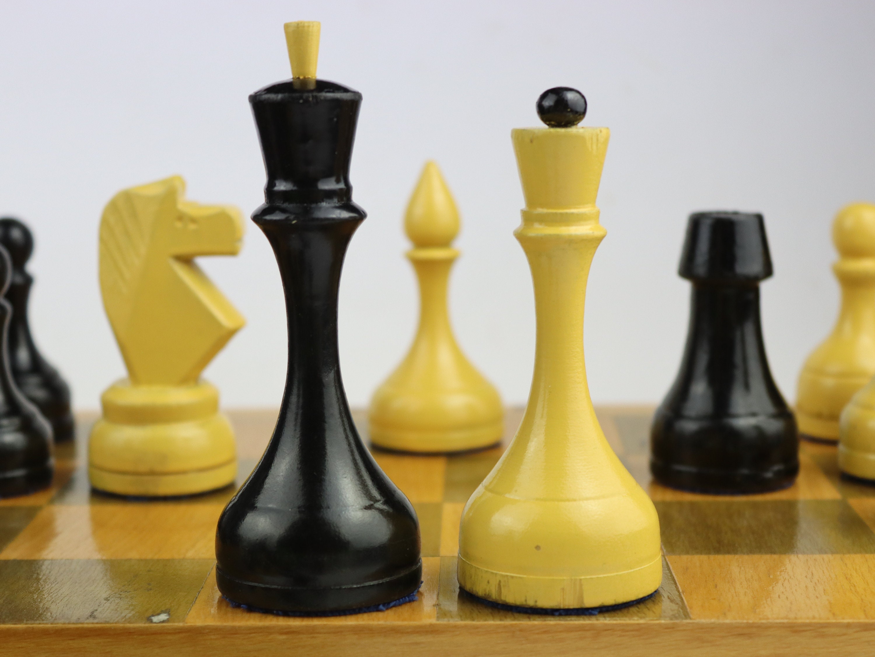 Large Soviet wooden chess. Soviet chess set. Vintage chess | Etsy