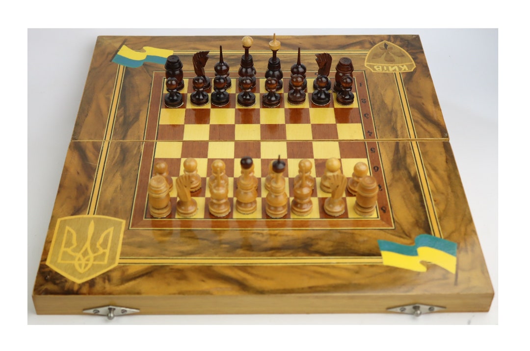 Like New Vintage Ukrainian Wooden Small Chess Set, Gift Idea, Soviet ...