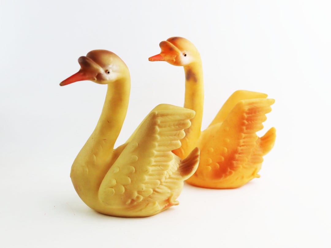 Rare Pair of 2 Soviet Rubber Swans. Soviet Toy. Made in Ussr Doll ...