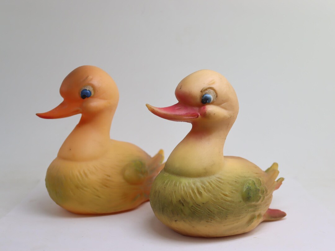Cute Duet of Soviet Rubber Duck Toys. Groom Bride Husband Wife Chick ...