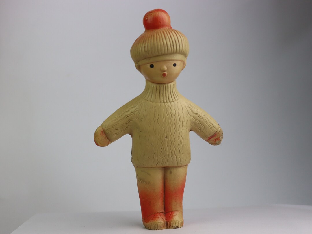 Very Rare Cute Soviet Rubber Funny Kid in Winter Clothes. Old USSR Toy ...