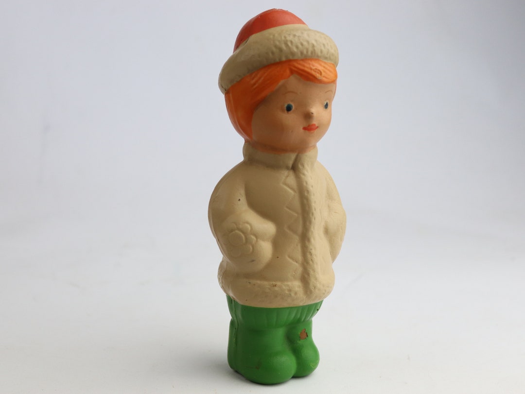 Rare Cute Soviet Rubber Funny Little Girl in Winter Clothes. USSR Toy ...