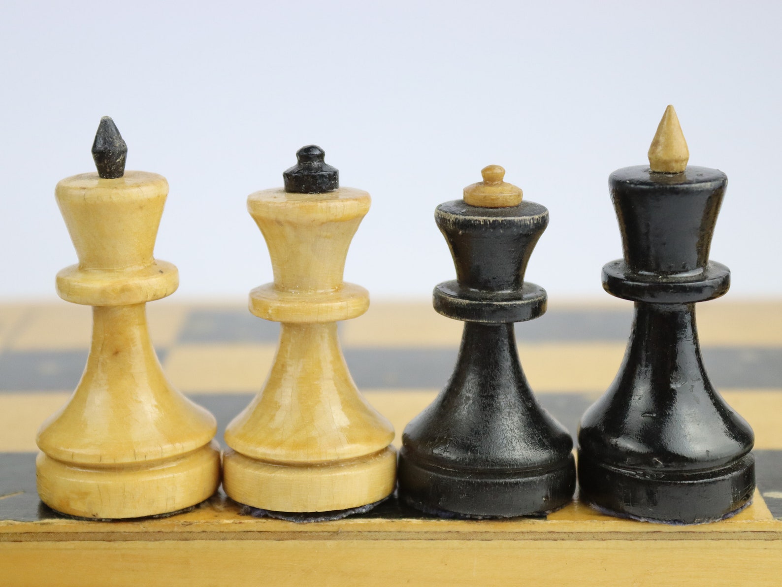 Soviet small chess set Vintage wooden chess USSR Wood chess | Etsy