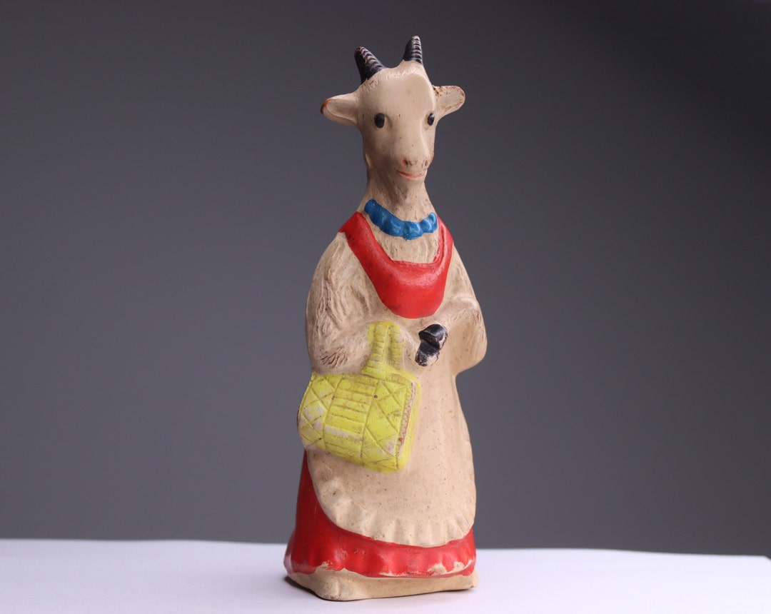 Very Rare Soviet Rubber Toy Goat in Apron With Basket. Nanny-goat ...