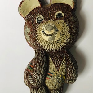 Soviet Souvenir Olympic Bear. Wall Hanging Decor Olympic Bear. Misha ...