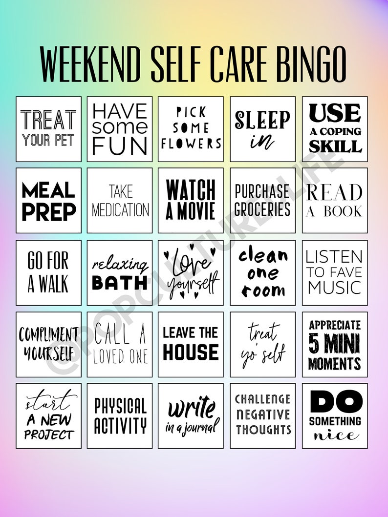 Self Care Bingo Sheet : Self-Care Bingo Bingo Cards to Download, Print ...