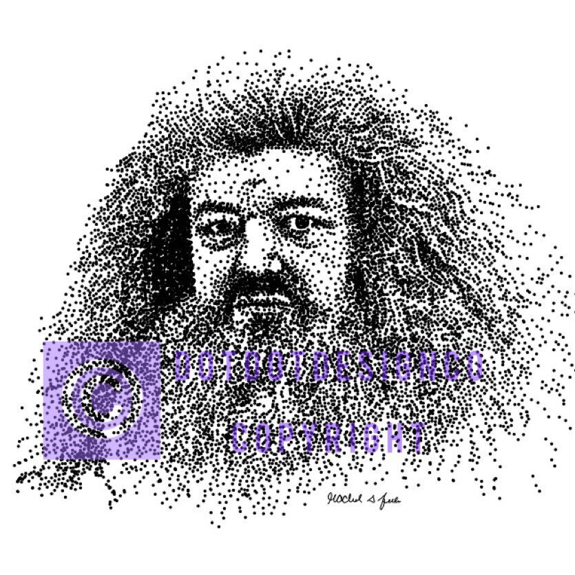 Rubeus Hagrid robbie Coltrane Portrait Digital Printable Stipple Art ...