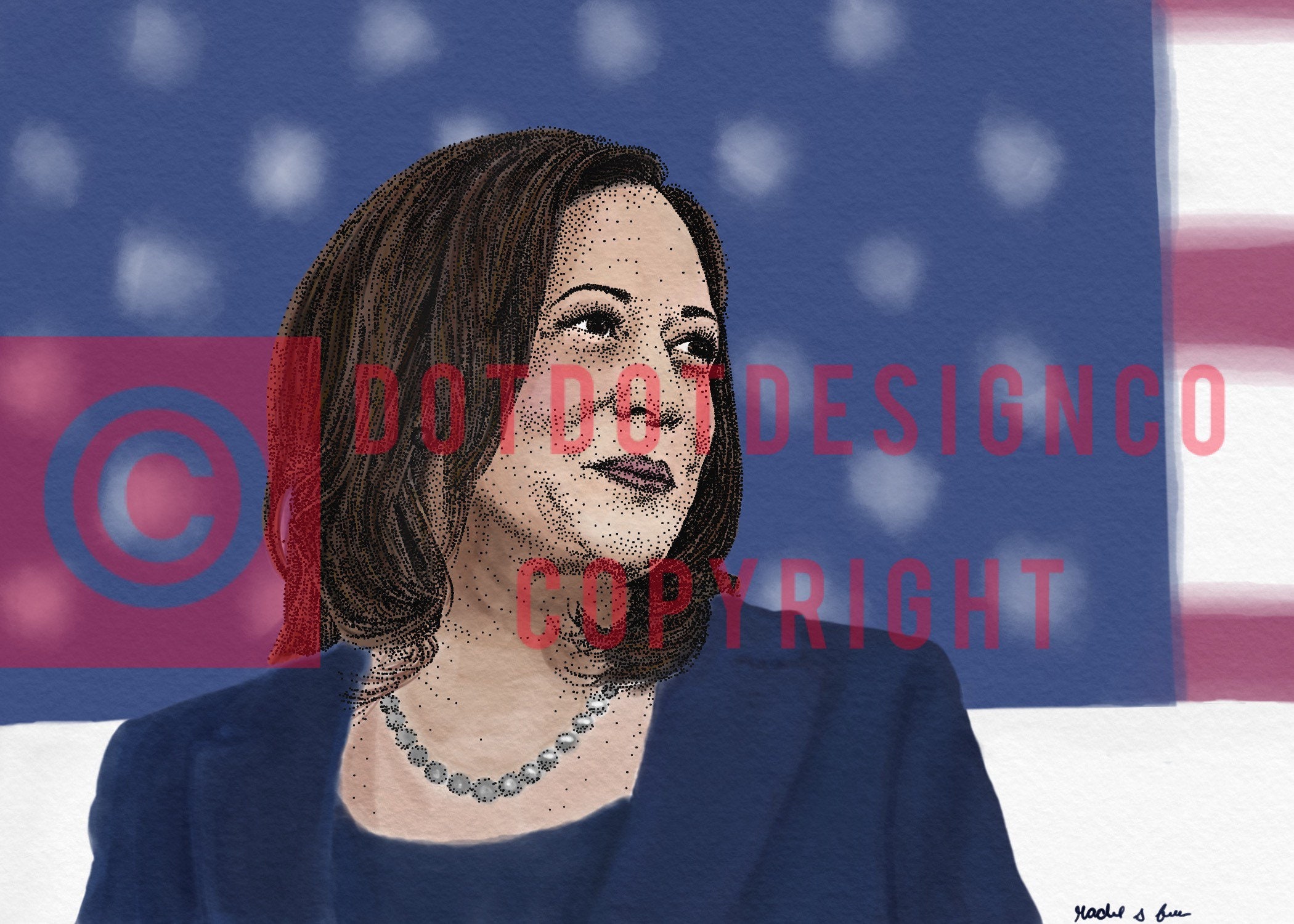 Kamala Harris Portrait Digital Printable Stipple Art Original Art - Etsy