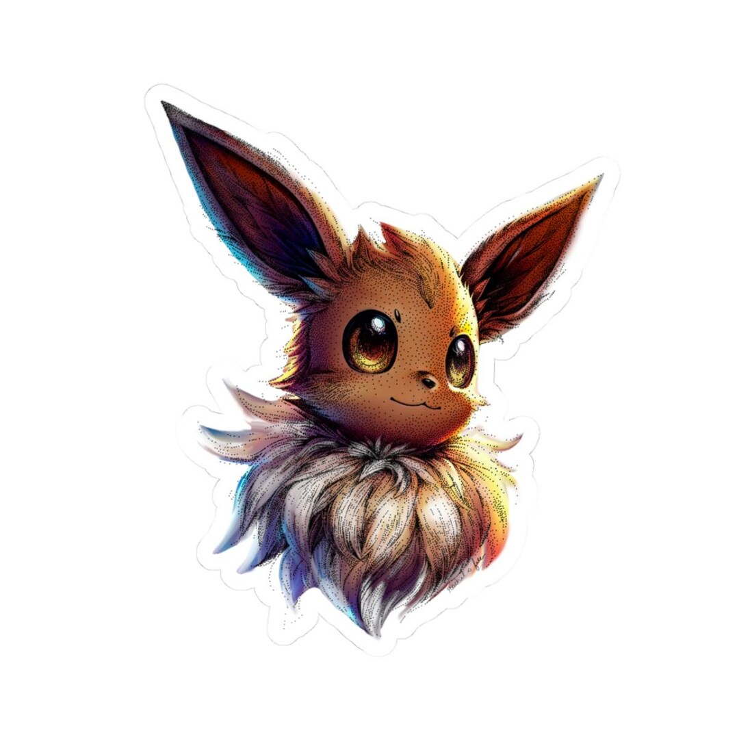 Eevee Anime Fan Art Sticker, Stipple Kawaii Style, Vinyl Laptop Decal ...
