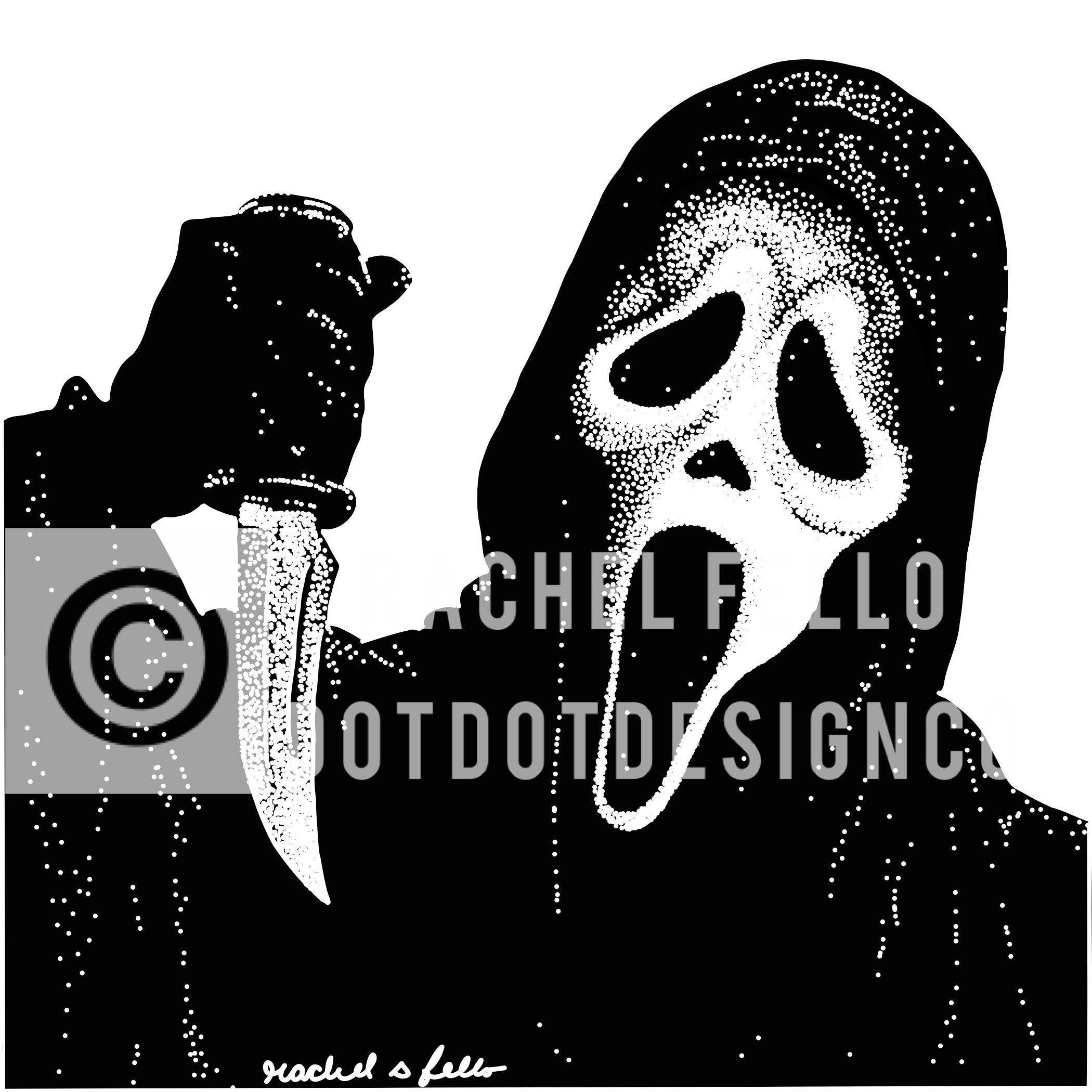 Ghost Face Portrait Digital Printable Stipple Art Original Art - Etsy
