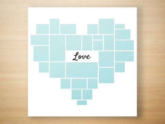 20x20 Heart Photo Collage Template Love Photo Collage | Etsy
