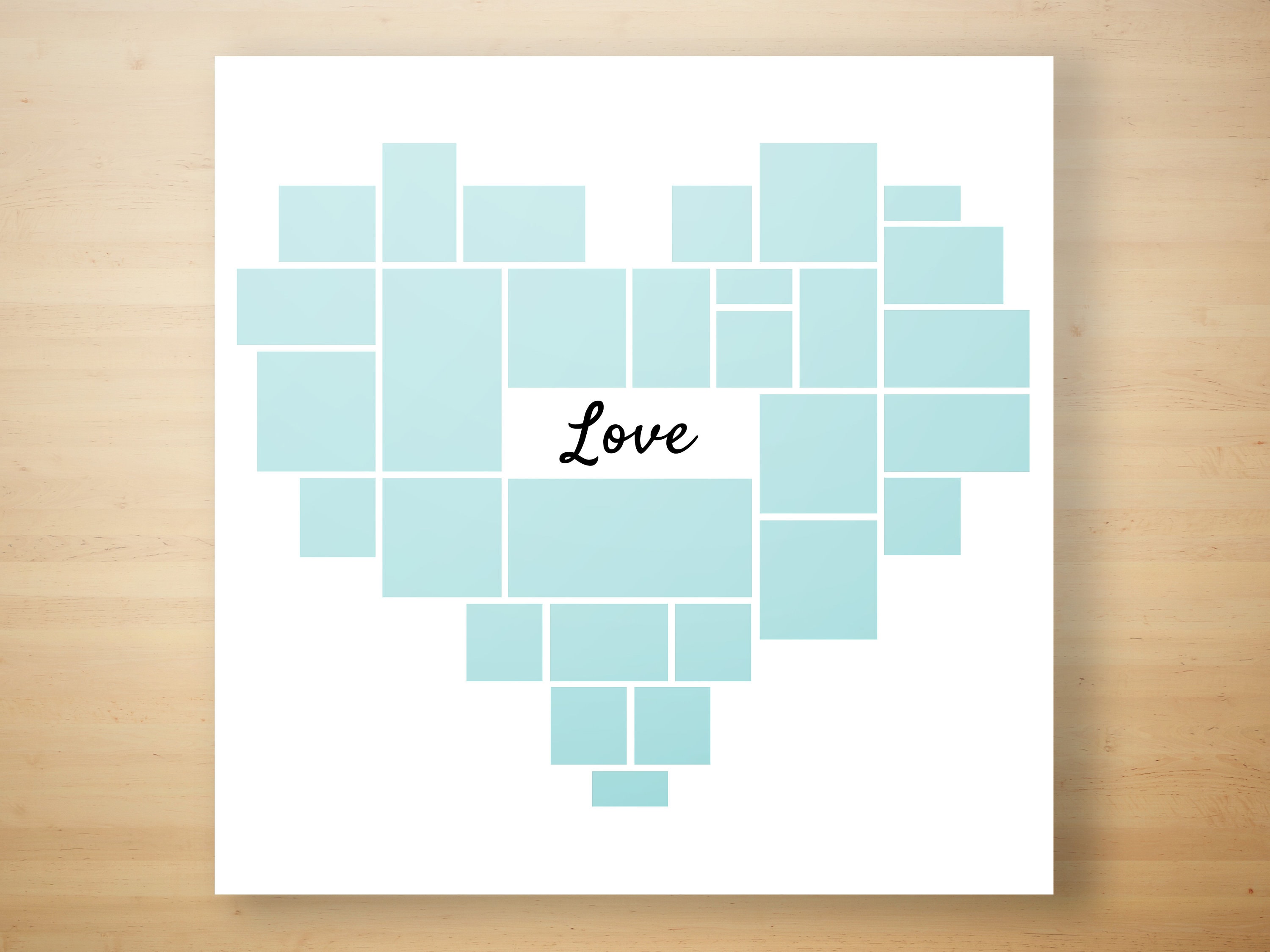 Plantilla de collage de fotos de corazón de 16x16 / Plantilla de ...