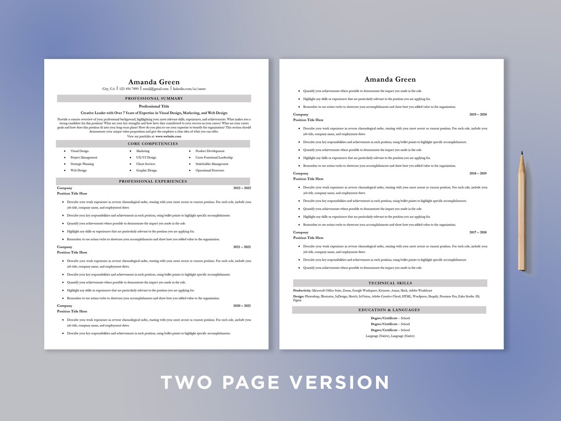 ATS Friendly Resume Template for Google Doc, Word ATS Compatible ...