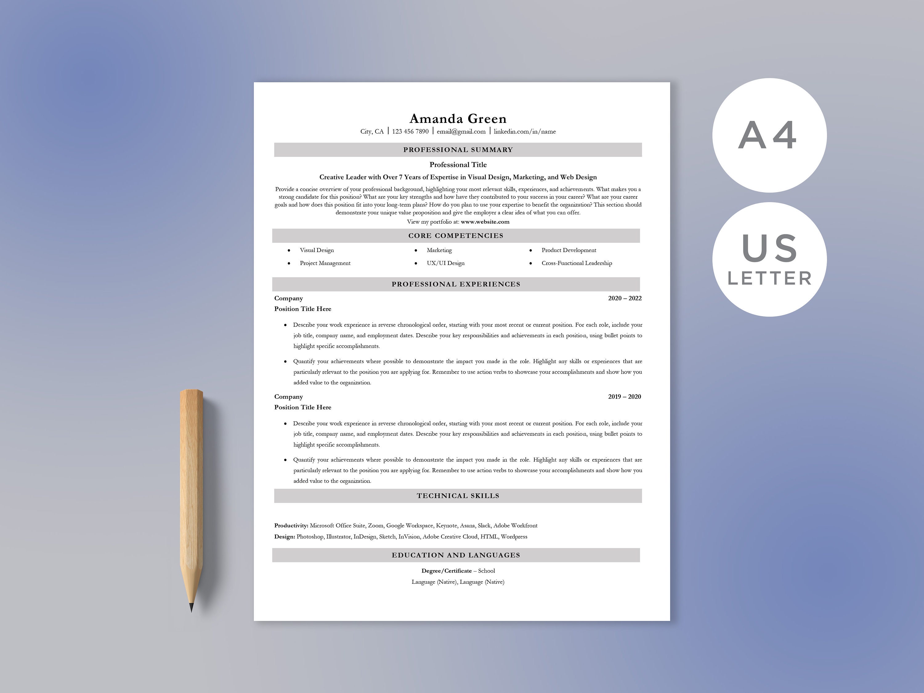 ATS Friendly Resume Template for Google Doc, Word | ATS Compatible ...