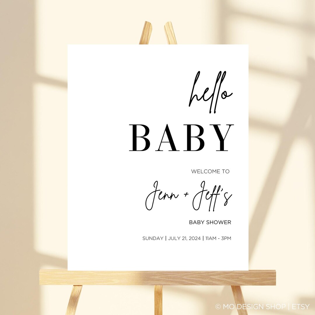 Minimalist Gender Neutral Baby Shower Welcome Sign Template | Boy Girl ...