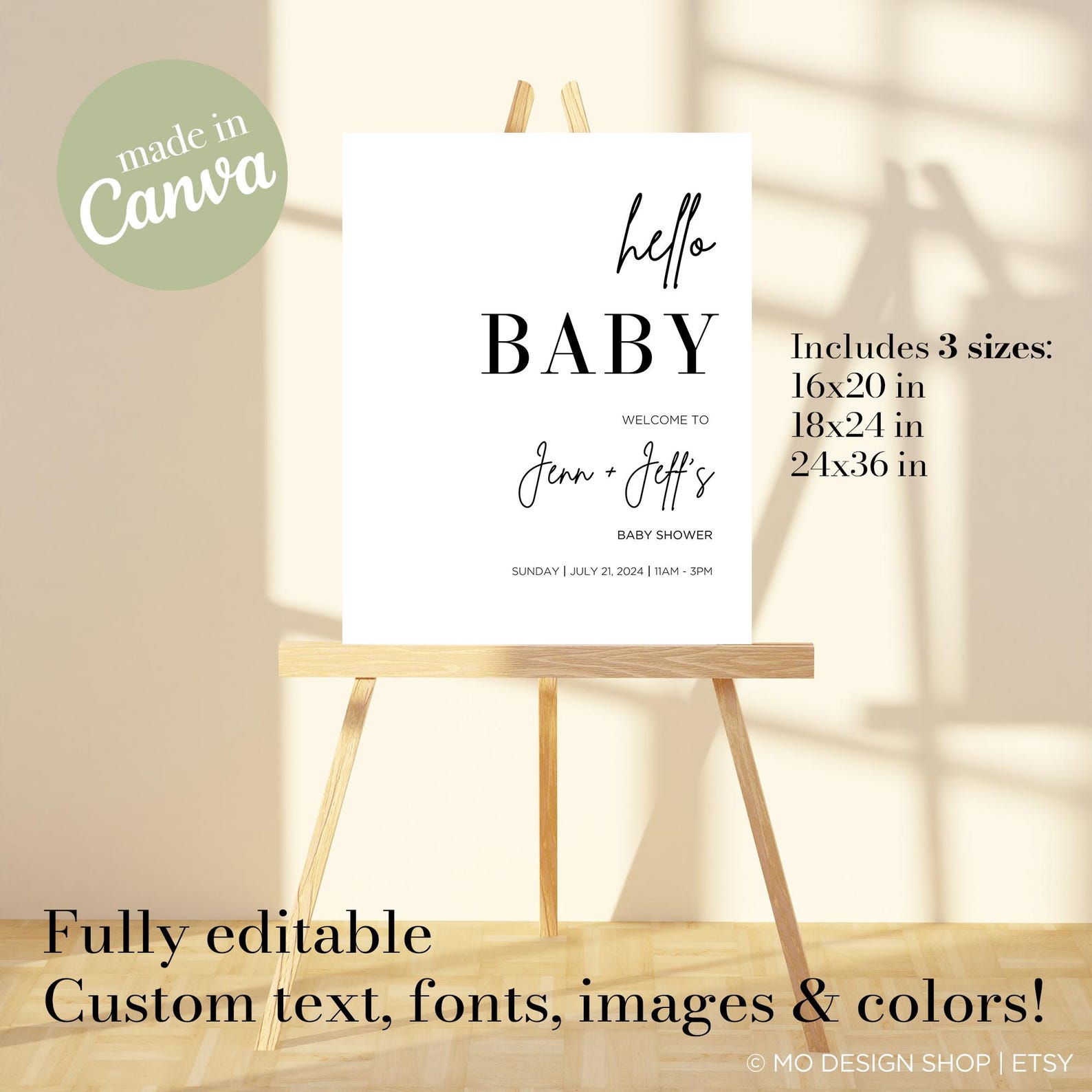 Minimalist Gender Neutral Baby Shower Welcome Sign Template | Boy Girl ...