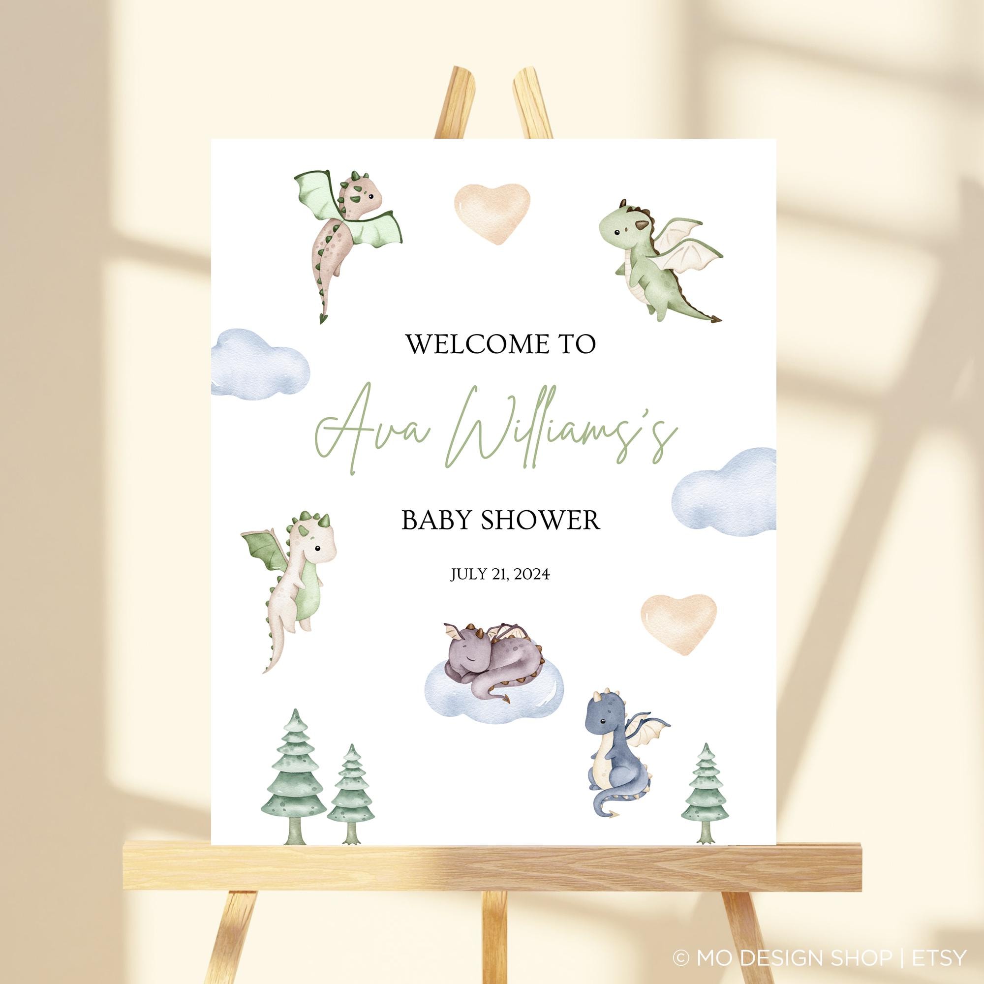 Dragon Gender Neutral Baby Shower Welcome Sign Template | Year of the ...