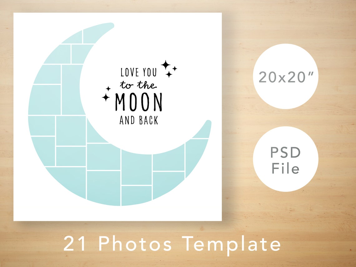 20x20" Moon Photo Collage Template | Photoshop Collage | Custom Collage ...