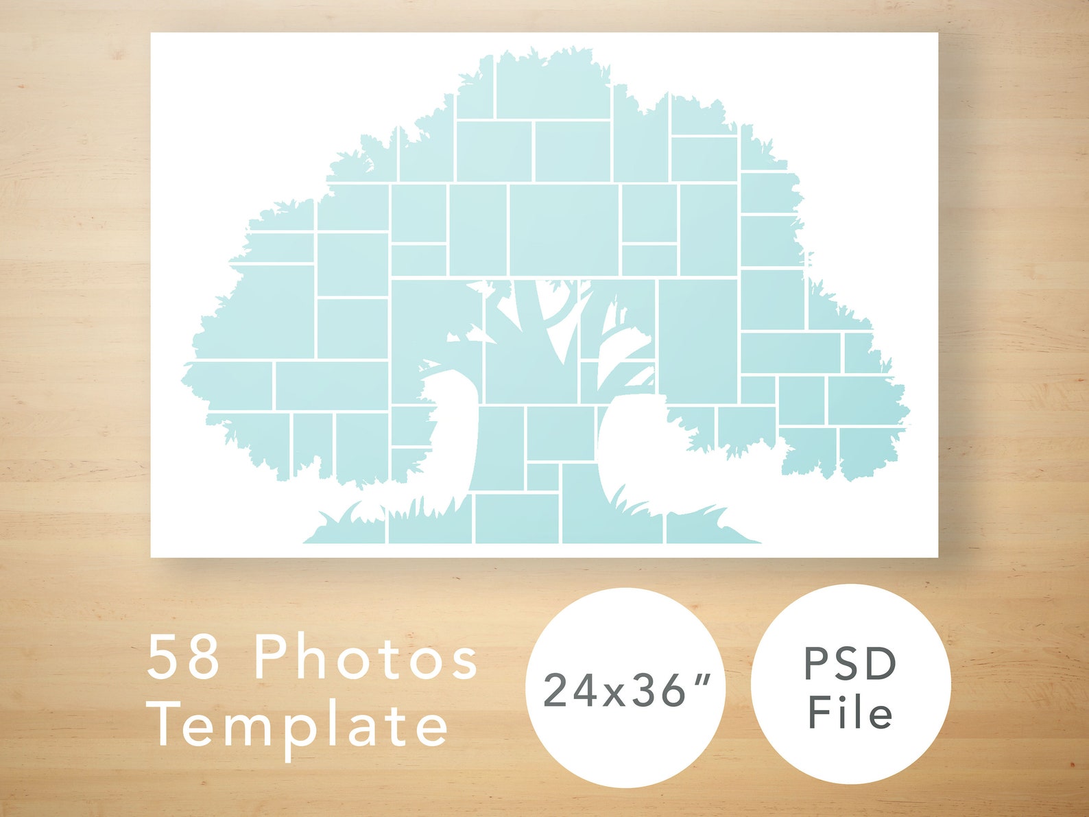 24x36" Family Tree Photo Collage Template | Photoshop Collage | Custom ...