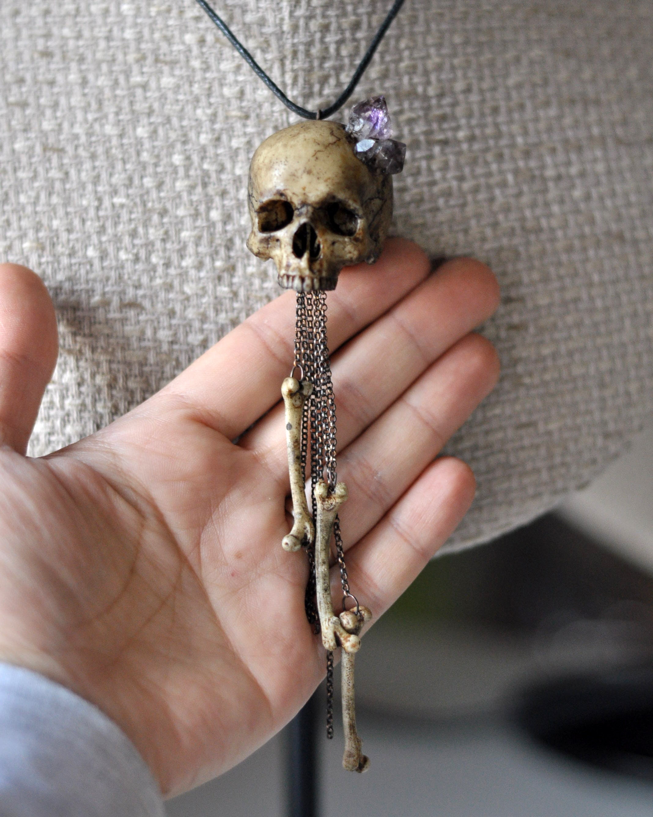 High Detailed Realistic Human Skull Necklace Realistic Bones | Etsy