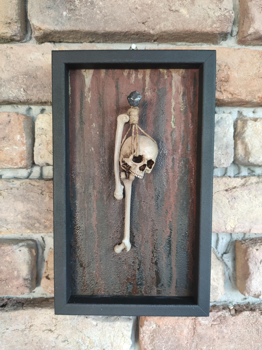 Hand-painted Skull & Bones Art, Gothic Home Decor (10x6 Inch) - Etsy