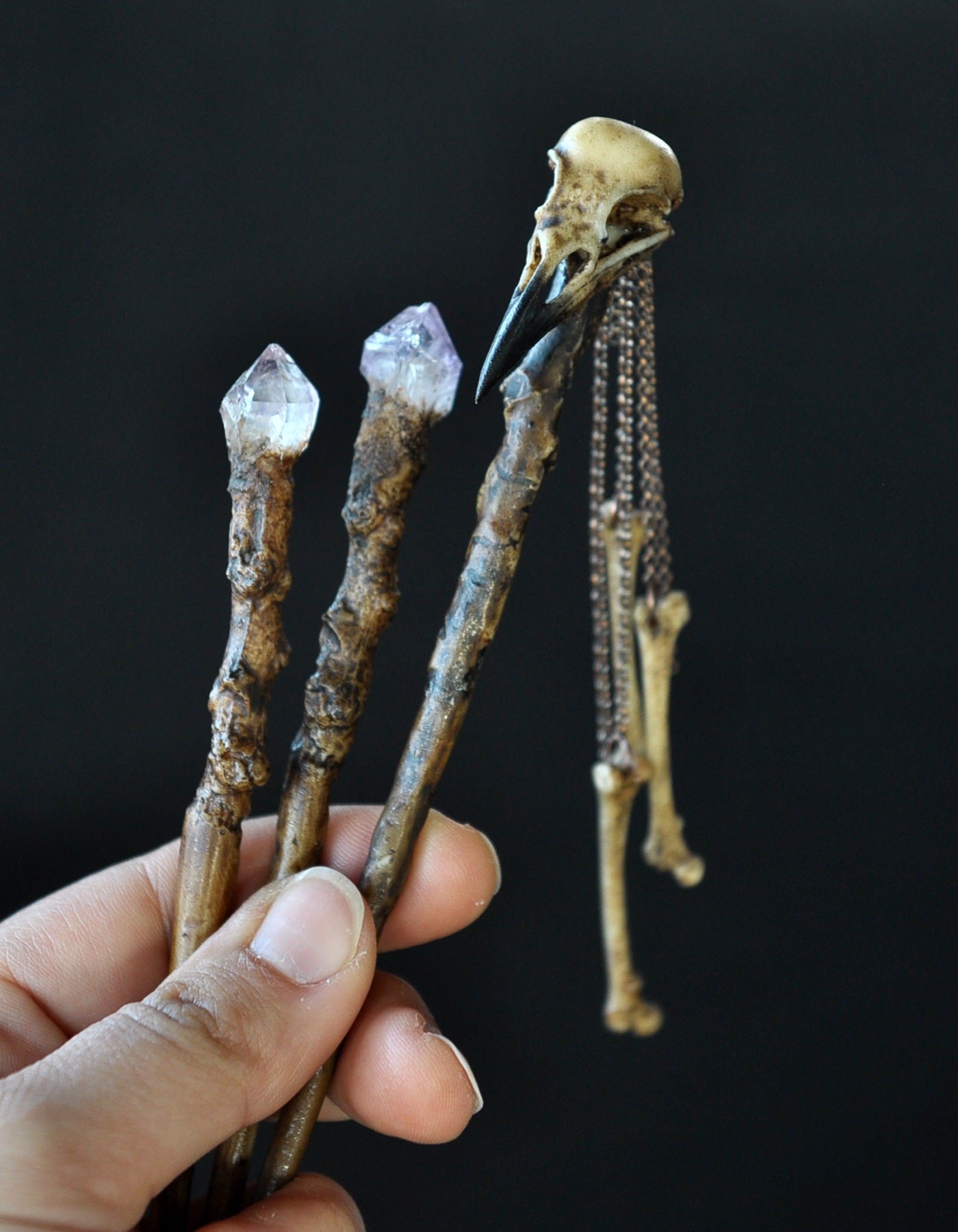Realistic Crow Skull and Bones Hair Sticks Realistic Tree - Etsy Sweden