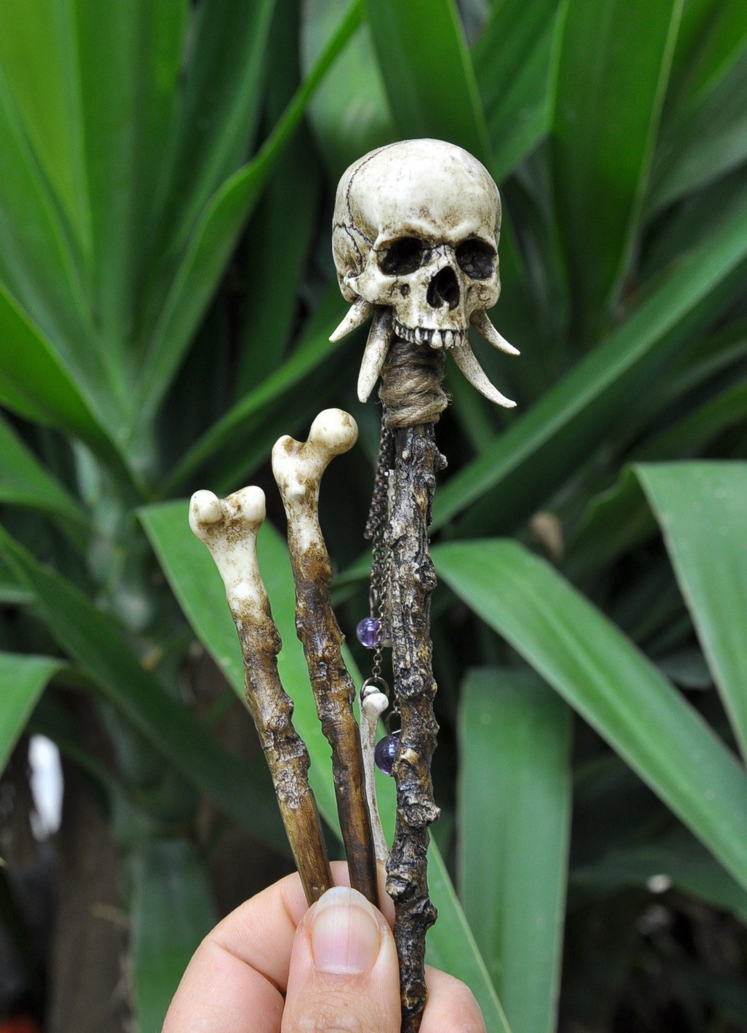 Realistic Human Skull Hair Sticks, Realistic Tree Branch Hair Wand ...