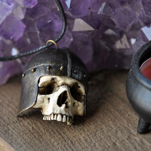 Helmeted Human Skull Pendant, Realistic Teethed Realistic Skull Pendant ...