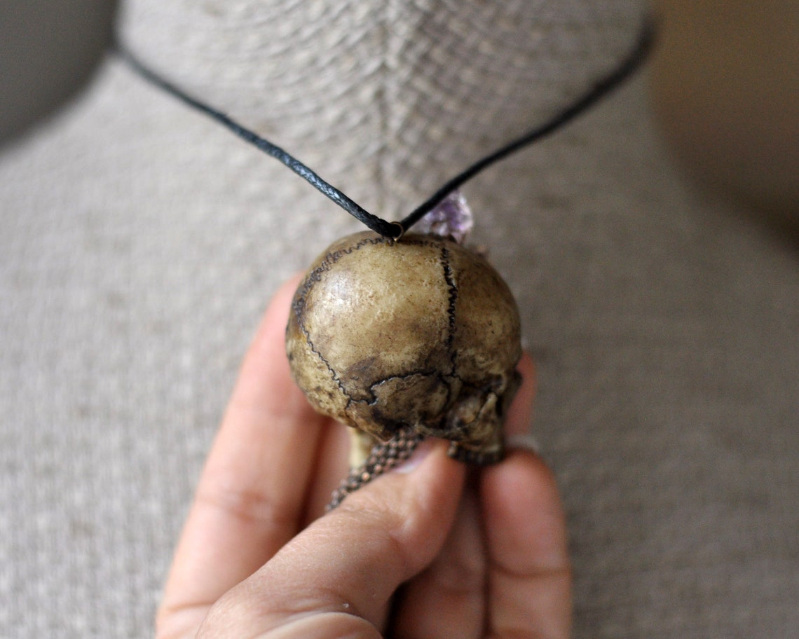 High Detailed Realistic Human Skull Necklace, Bones and Skull Pendant ...