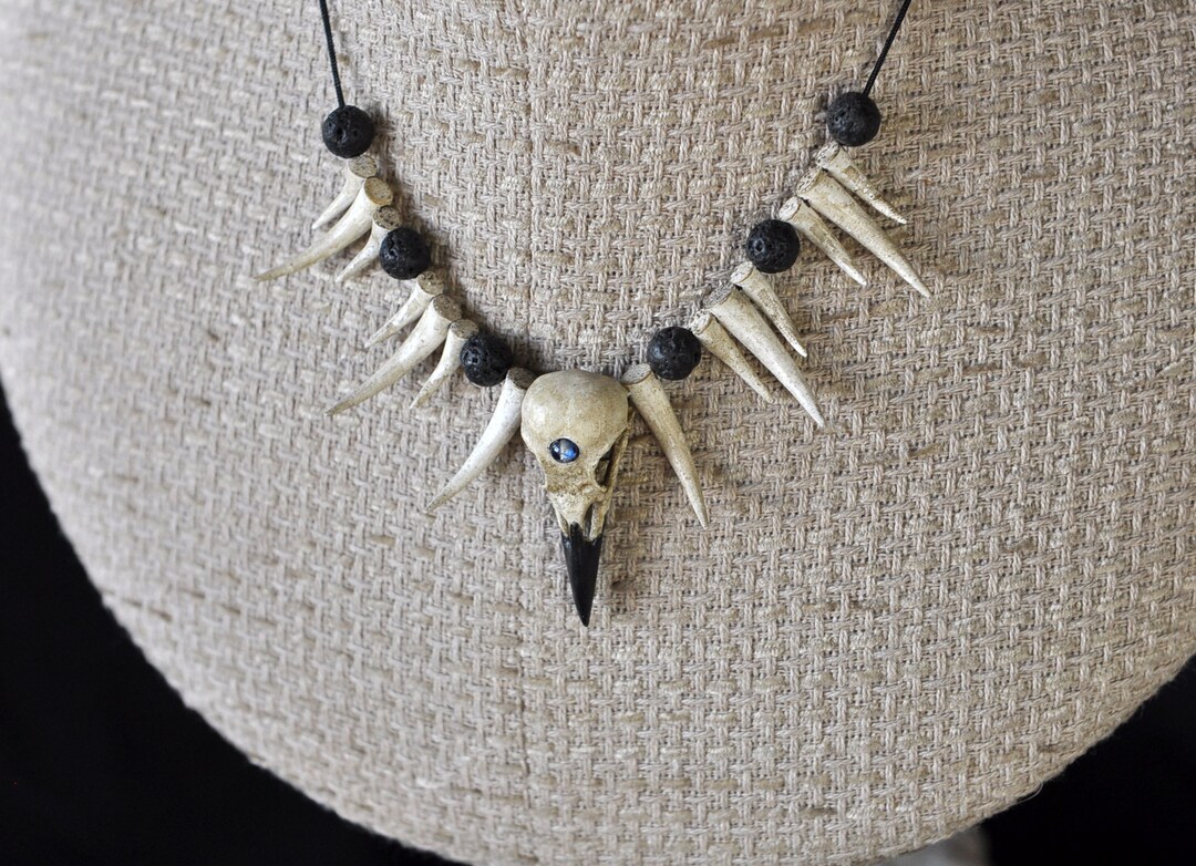 Realistic Crow Skull Choker Necklace, Realistic Bones Necklace ...