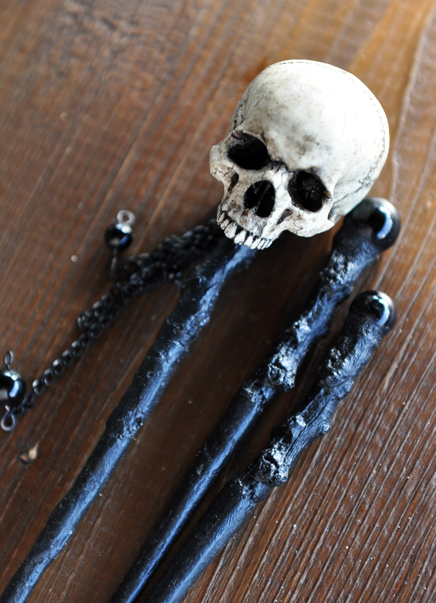 Realistic Human Skull Hair Sticks, Realistic Tree Branch Hair Wand ...