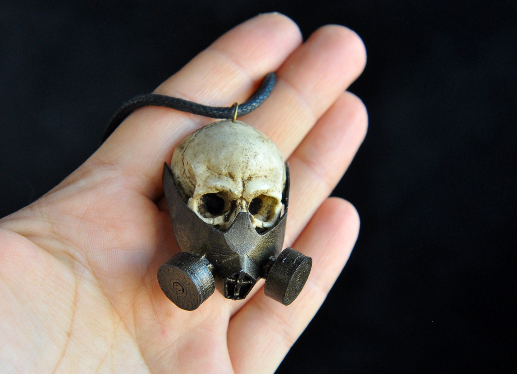 Gas Masked Skull Pendant, Big Size Half Skull Pendant, Handcrafted ...