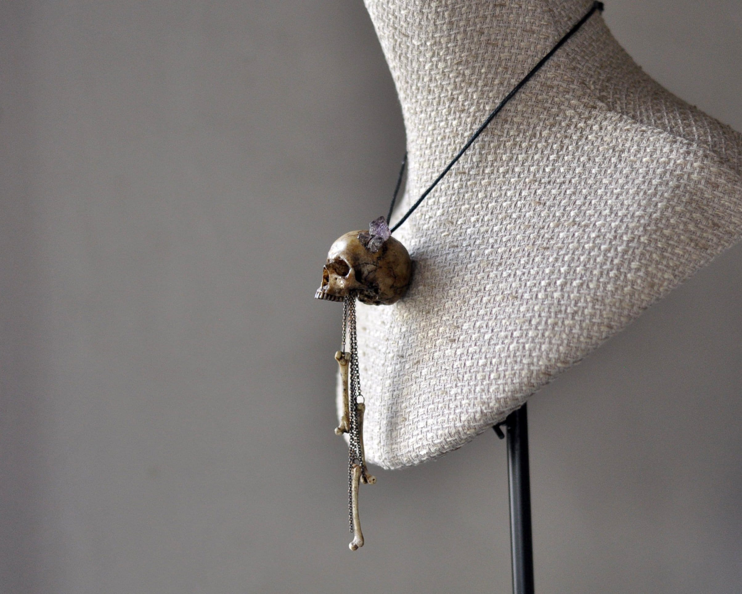 High Detailed Realistic Human Skull Necklace, Bones and Skull Pendant ...